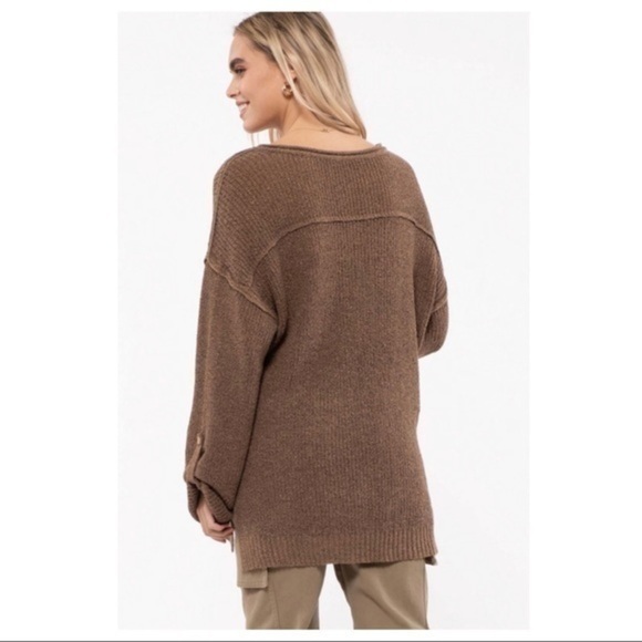 Haute Ellie | Sweaters | Mocha Java Henley Sweater | Poshmark
